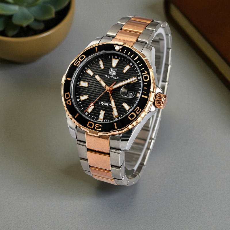 Tagheuer Aqua Racer Dual Tone Chain Black Bezel Black Dial | Urban Shop PK